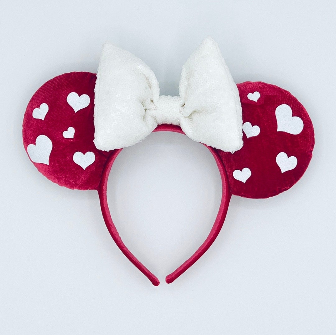Sweetheart Valentine Mouse Ears | Hot Pink Love Ear Headband - Etsy