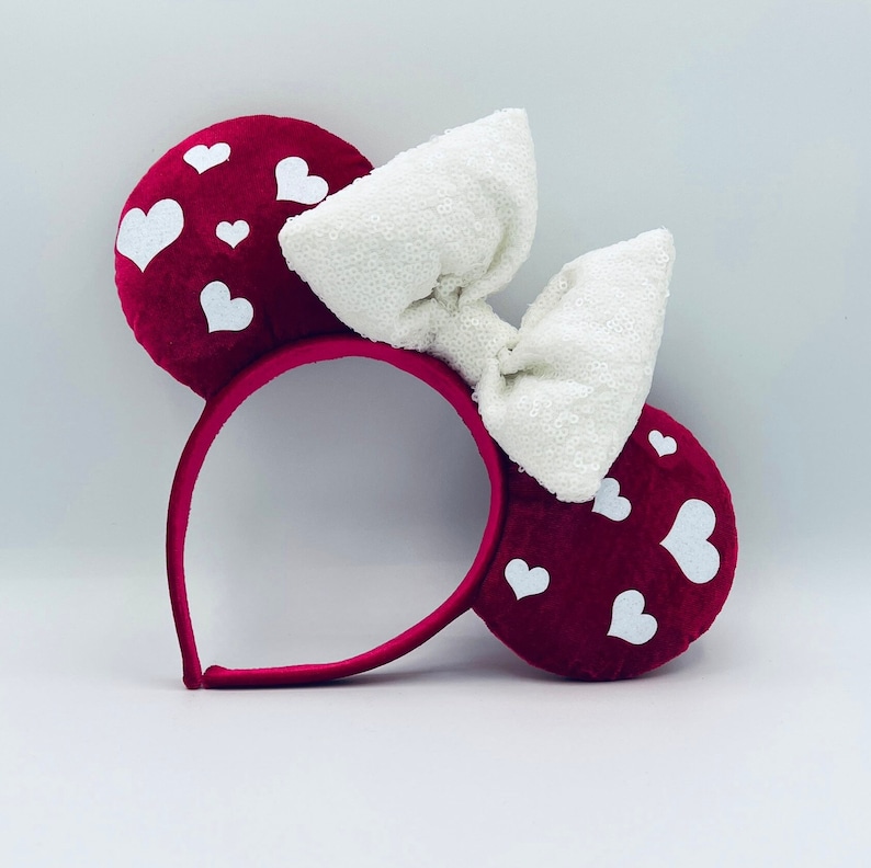 Sweetheart Valentine Mouse Ears | Hot Pink Love Ear Headband - Etsy