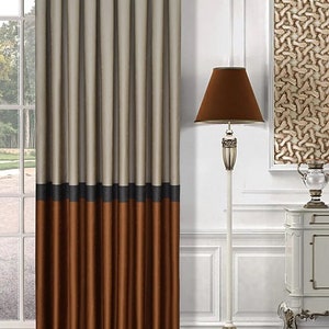 Color Block Curtains 7 Colors Striped Curtain Panels Custom Living Room ...