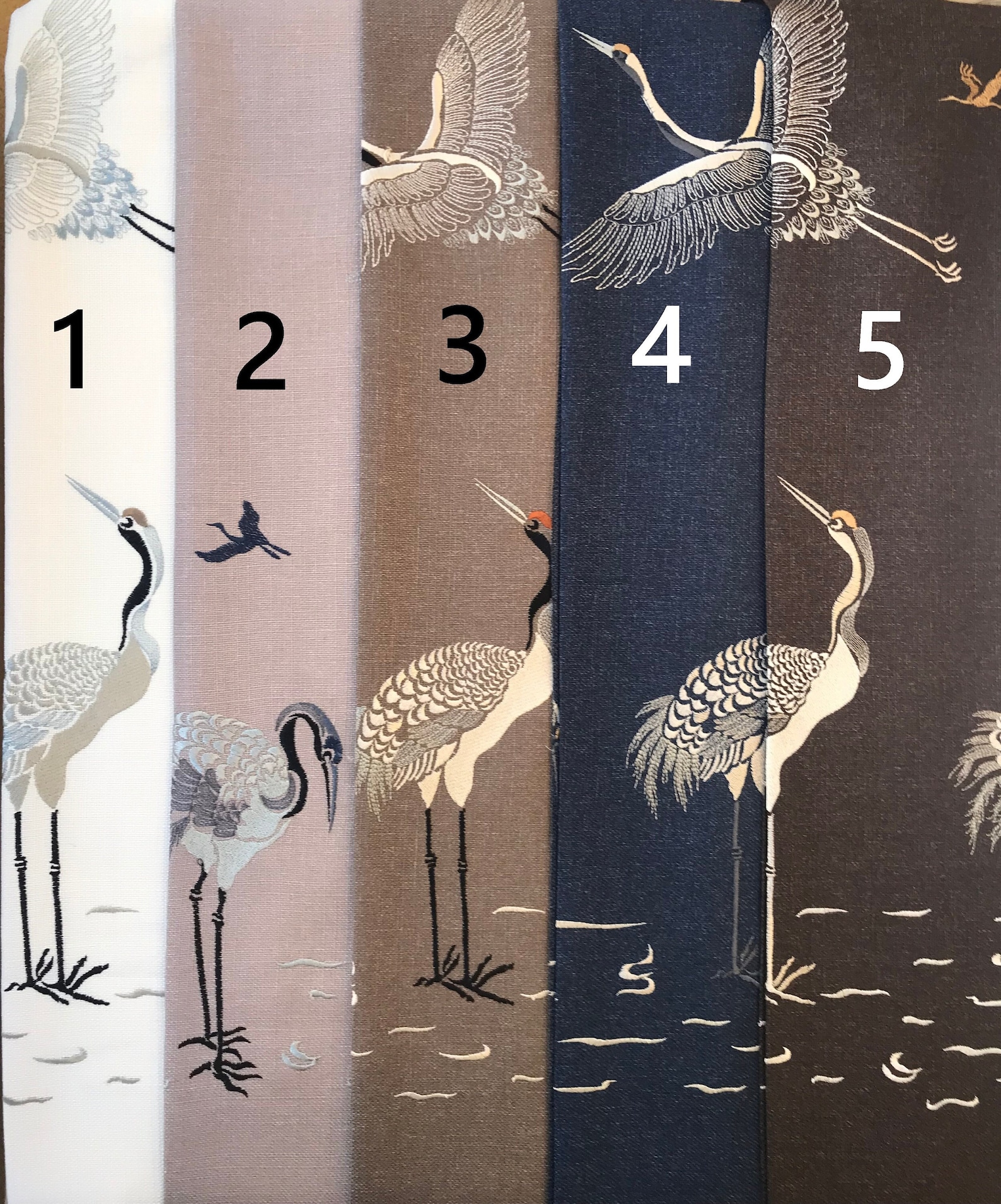 Triple Pinch Pleated Crane Curtains, Bird Patterned Drapes 5 Color ...