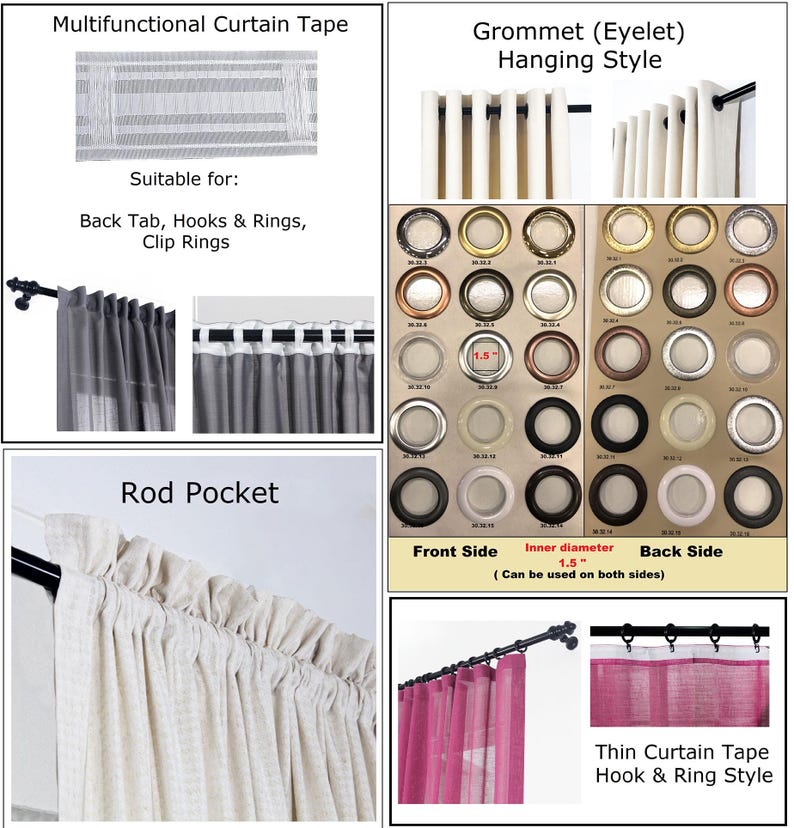 Extra Wide Sheer Curtains, Custom Size Drapes, Semi Sheer Panels, 40 ...