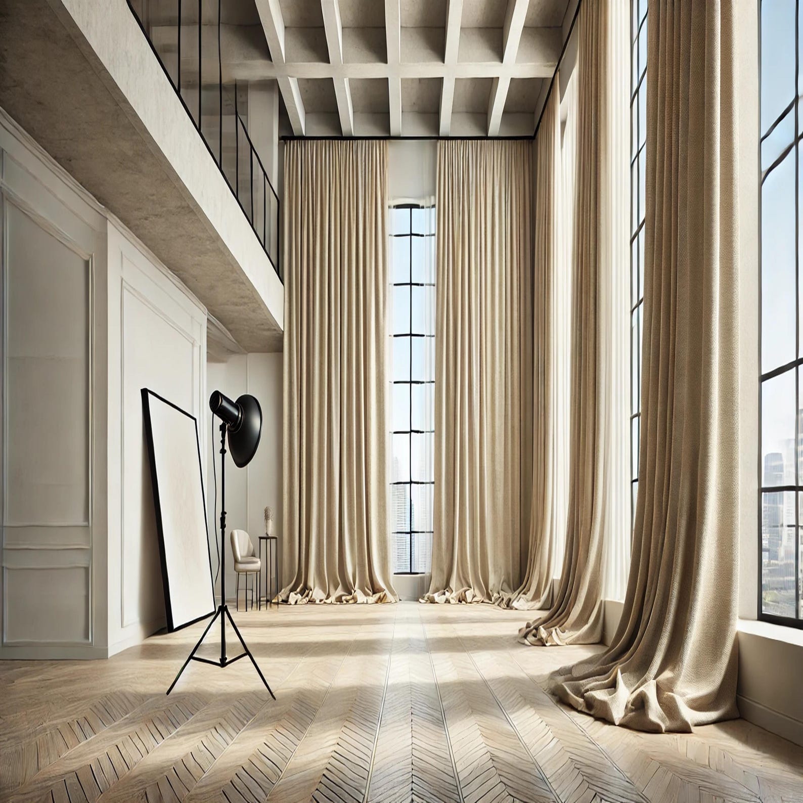 Extra Long Linen Curtain Panel Customizable Modern Drapes High Ceiling ...