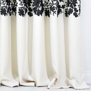 Floral Embroidered Curtains, 5 Colors. Pencil Pleated Thick Linen ...