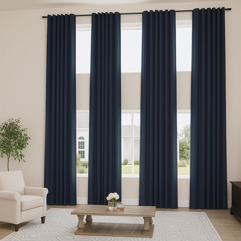 Extra Long Thick Linen Curtains, 32 Elegant Colors | High Ceiling ...
