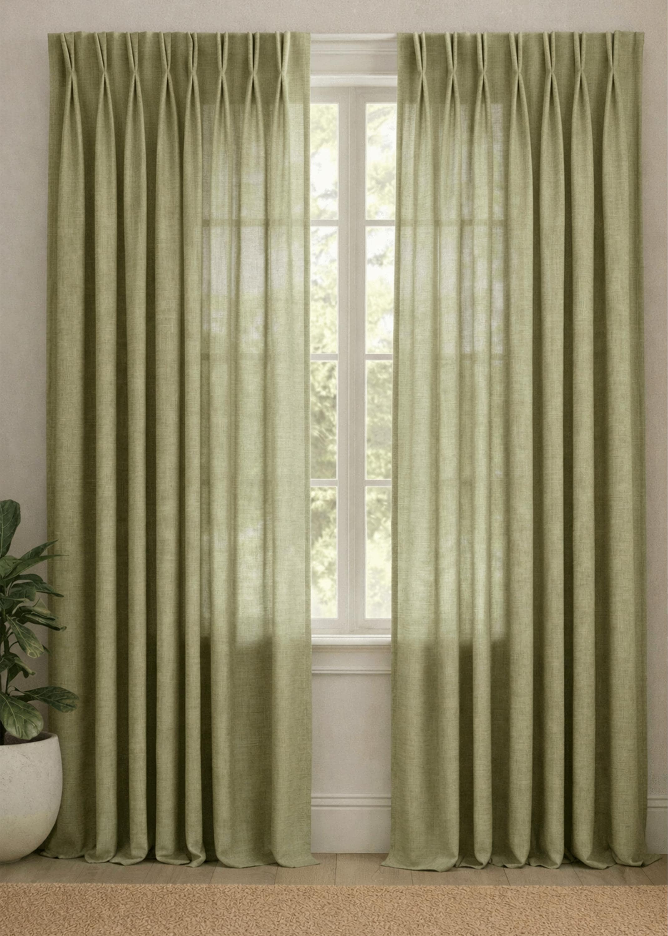 Italian Linen Sheer Curtains | 18 Colors | Pinch Pleated Custom Sage ...