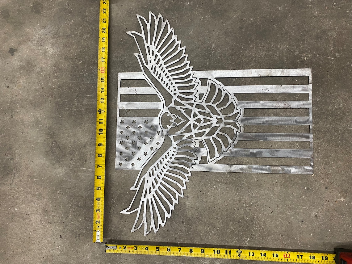 American Flag Bald Eagle Metal Sign - Etsy