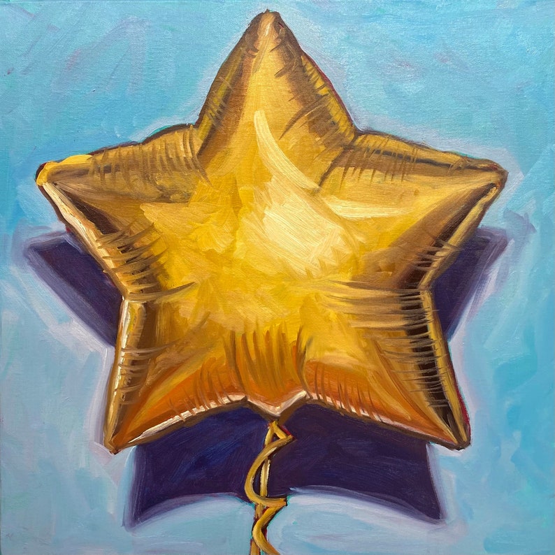 Star Balloon Original Oil Painting - Etsy