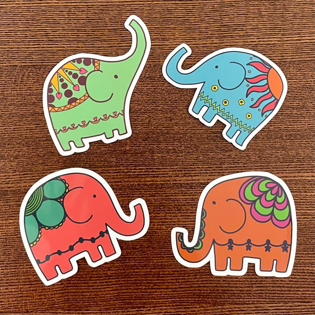 Elephants Vinyl/holographic Sticker Packs/m/l/xl - Etsy