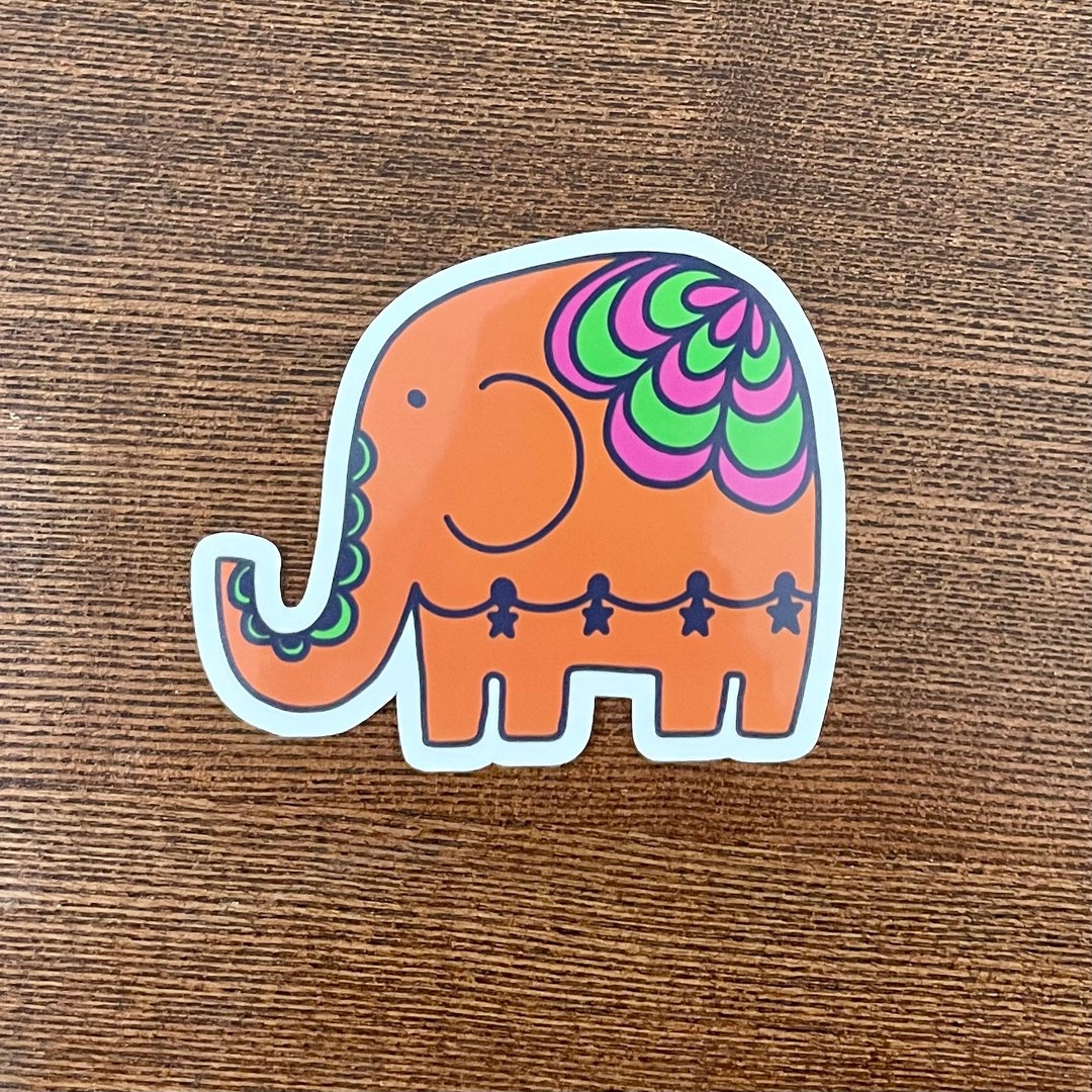 Orange Elephant Vinyl/holographic Sticker S/M/L/XL - Etsy