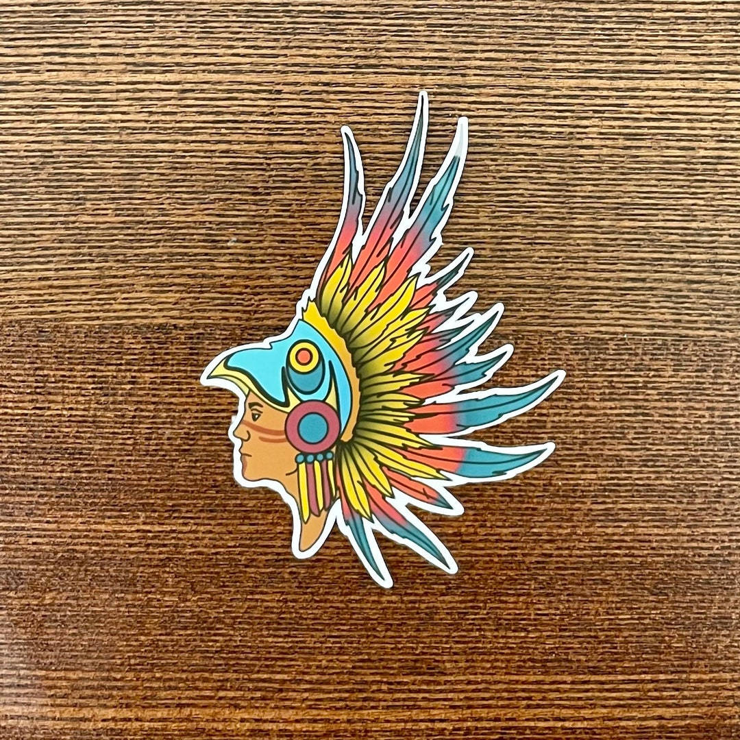 Aztec Warrior Vinyl/holographic Sticker Medium/large/xlarge - Etsy