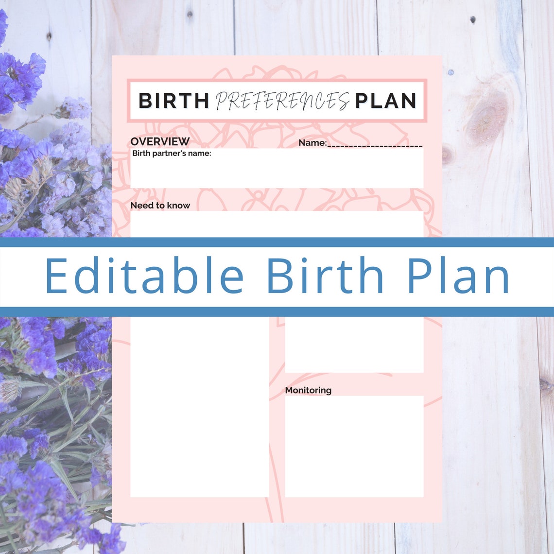 EDITABLE BIRTH PREFERENCES and Plan/ Printable Birth Preferences Plan ...