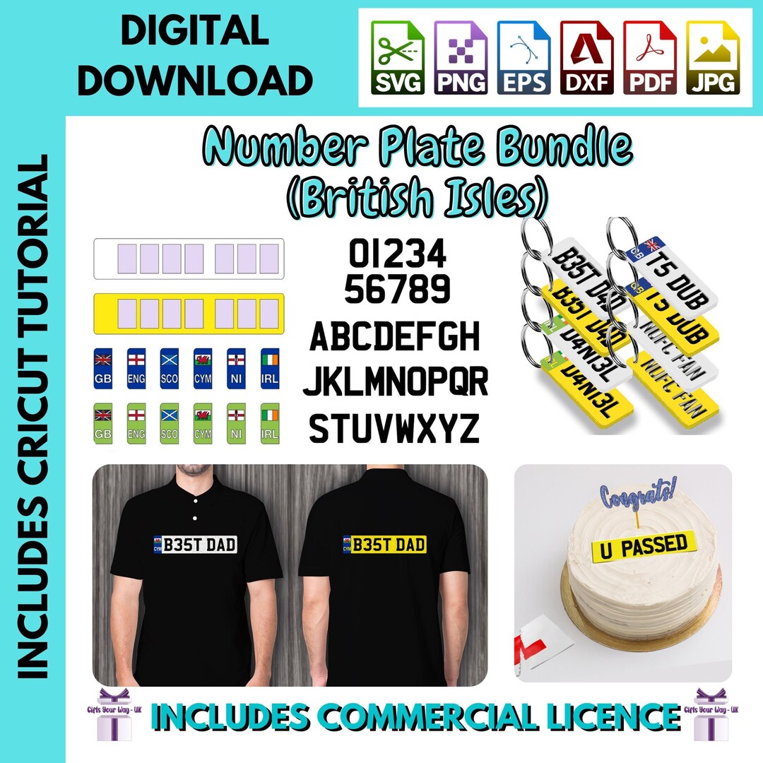 British Number Plate SVG Digital Download Bundle | Licence Plate UK ...