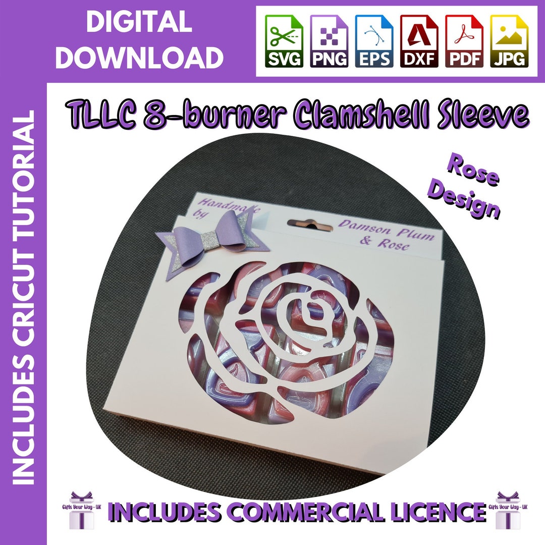 SVG Wax Melts Rose Clamshell Sleeve for TLLC 8-burner Cavity. 2207 - Etsy