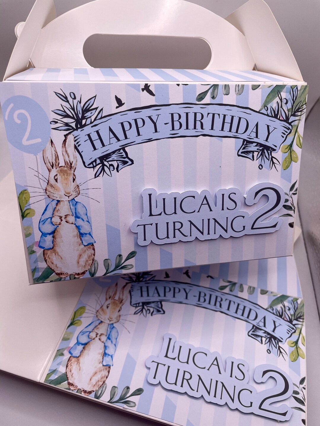 Childrens Party Box Peter Rabbit Theme Personalised Box PINK OR BLUE - Etsy