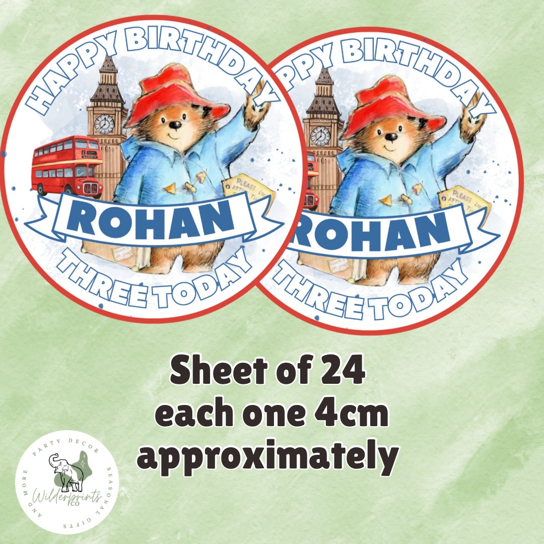 Paddington Bear Stickers Personalised Stickers Party Stickers Inc 24 - Etsy