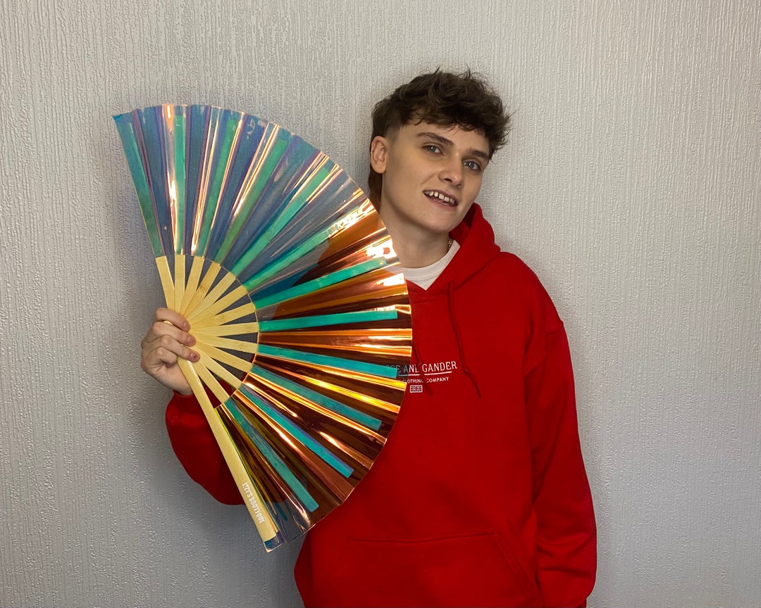 Iridescent Fan / Drag Fan / Clack Fan / Festivals / Drag Queen - Etsy