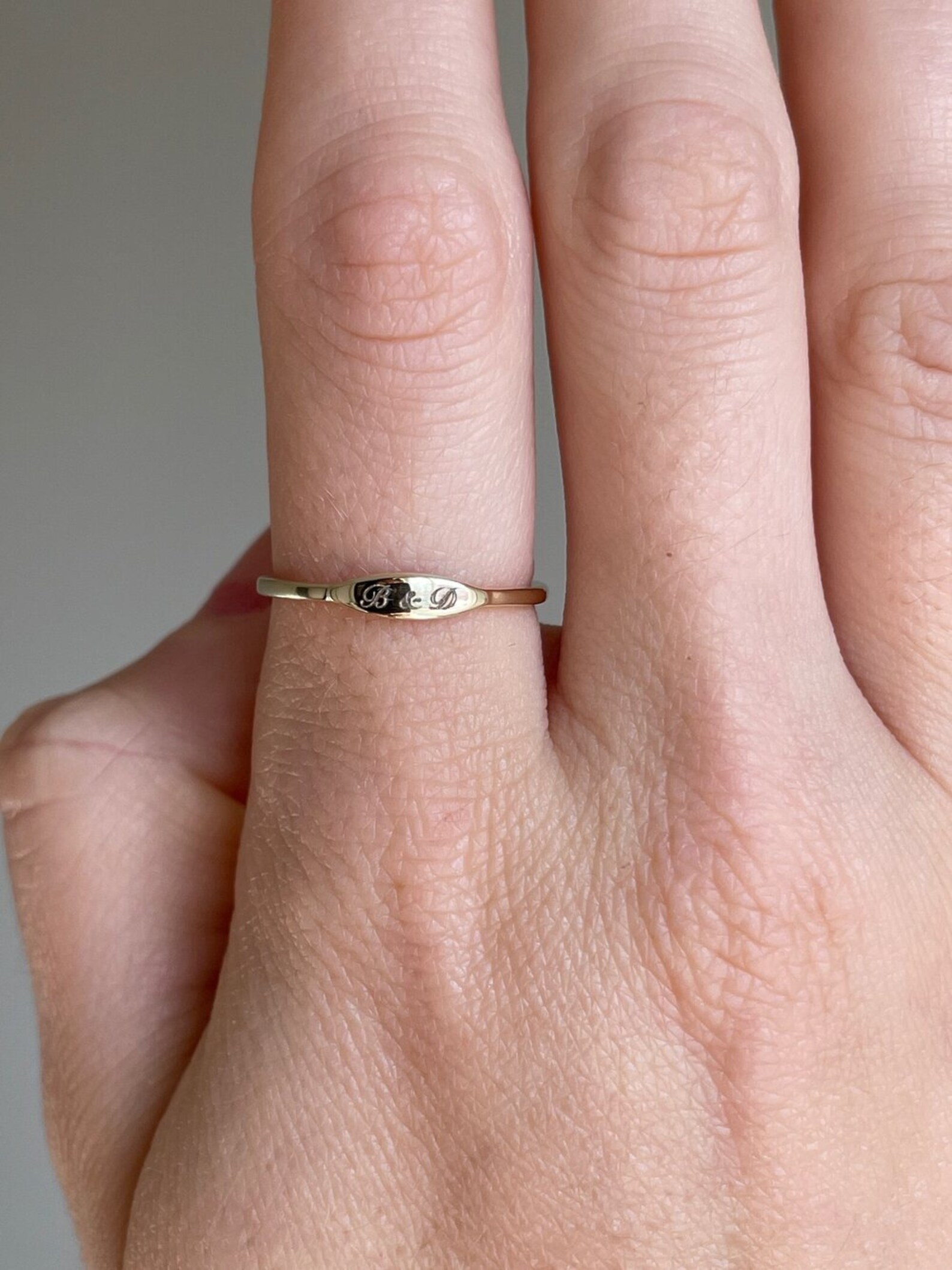 Gold Signet Ring 10k Solid Gold Custom Initial Ring Gold - Etsy