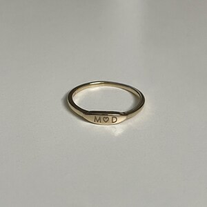 Gold Signet Ring, 10k Solid Gold Custom Initial Ring, Gold Engraved ...