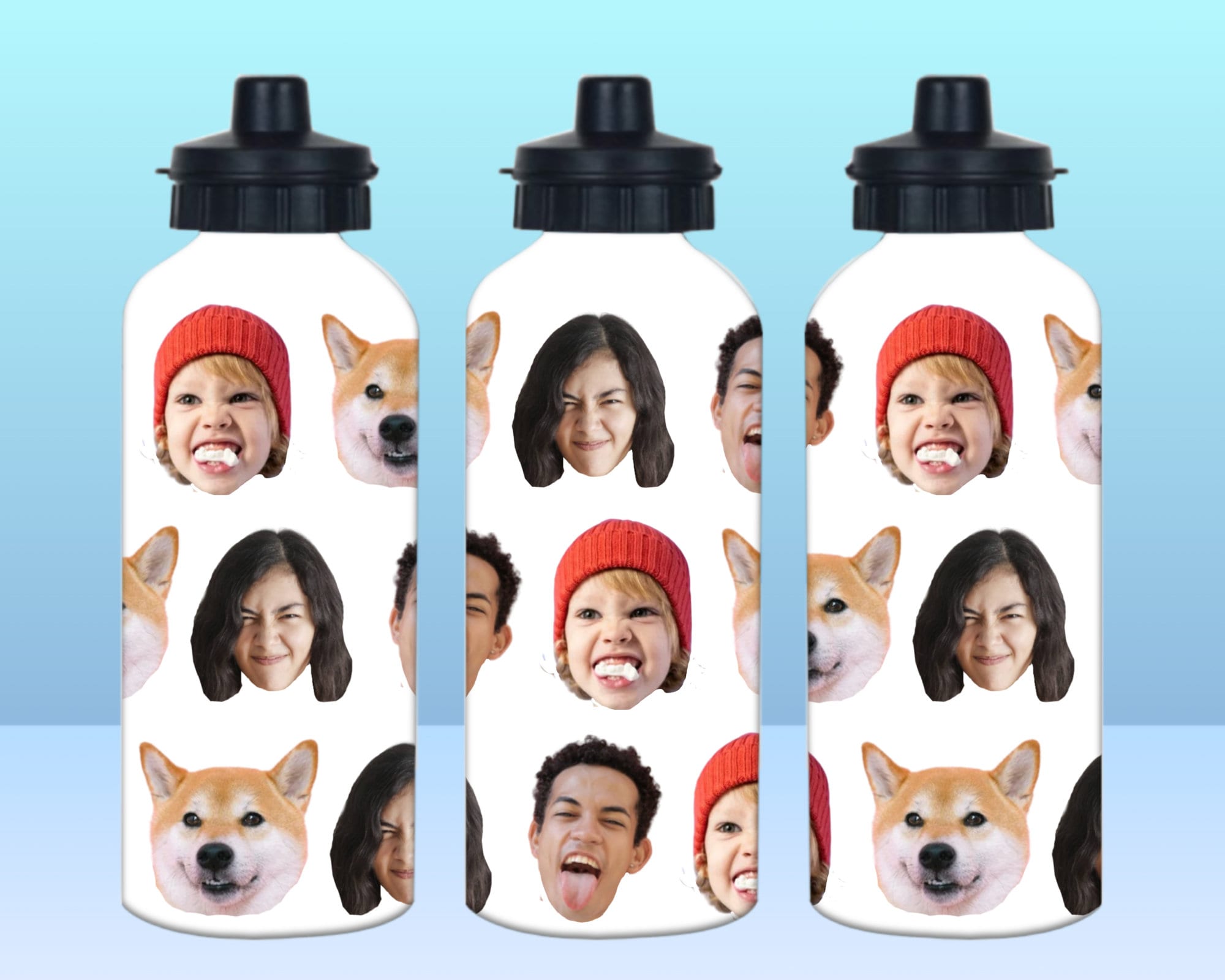 Personalized Face Water Bottle 20oz Custom Water Bottle With - Etsy