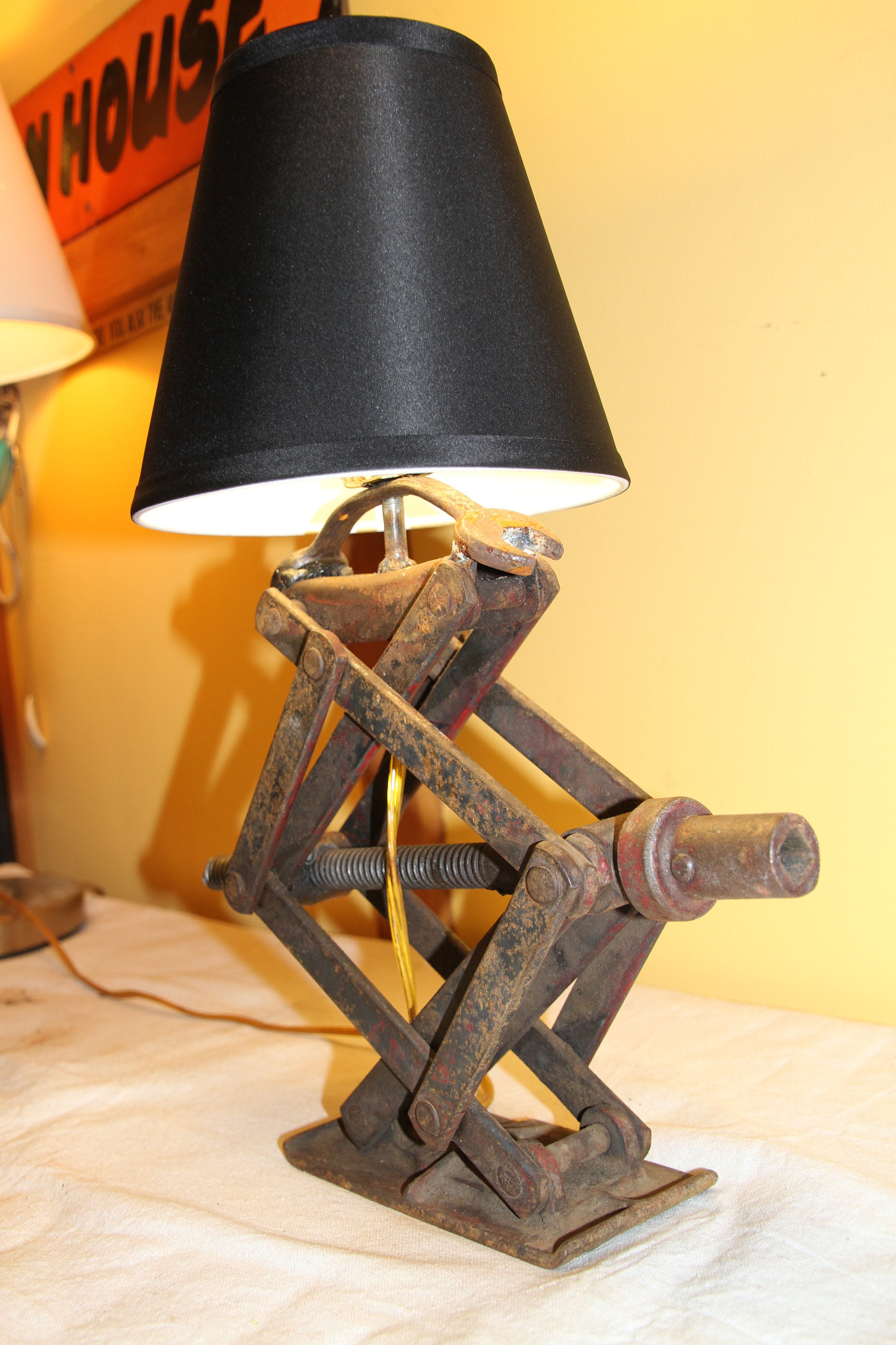 Antique Scissor Jack Table Lamp - Etsy