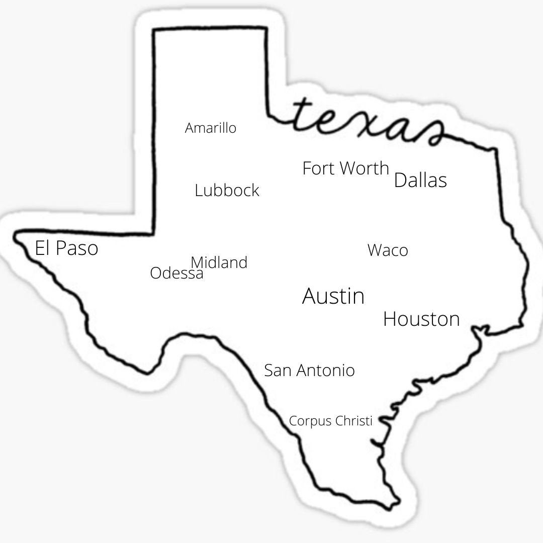 Texas Illustration | Outline | Cities | State | Texas | Cute | Map - Etsy
