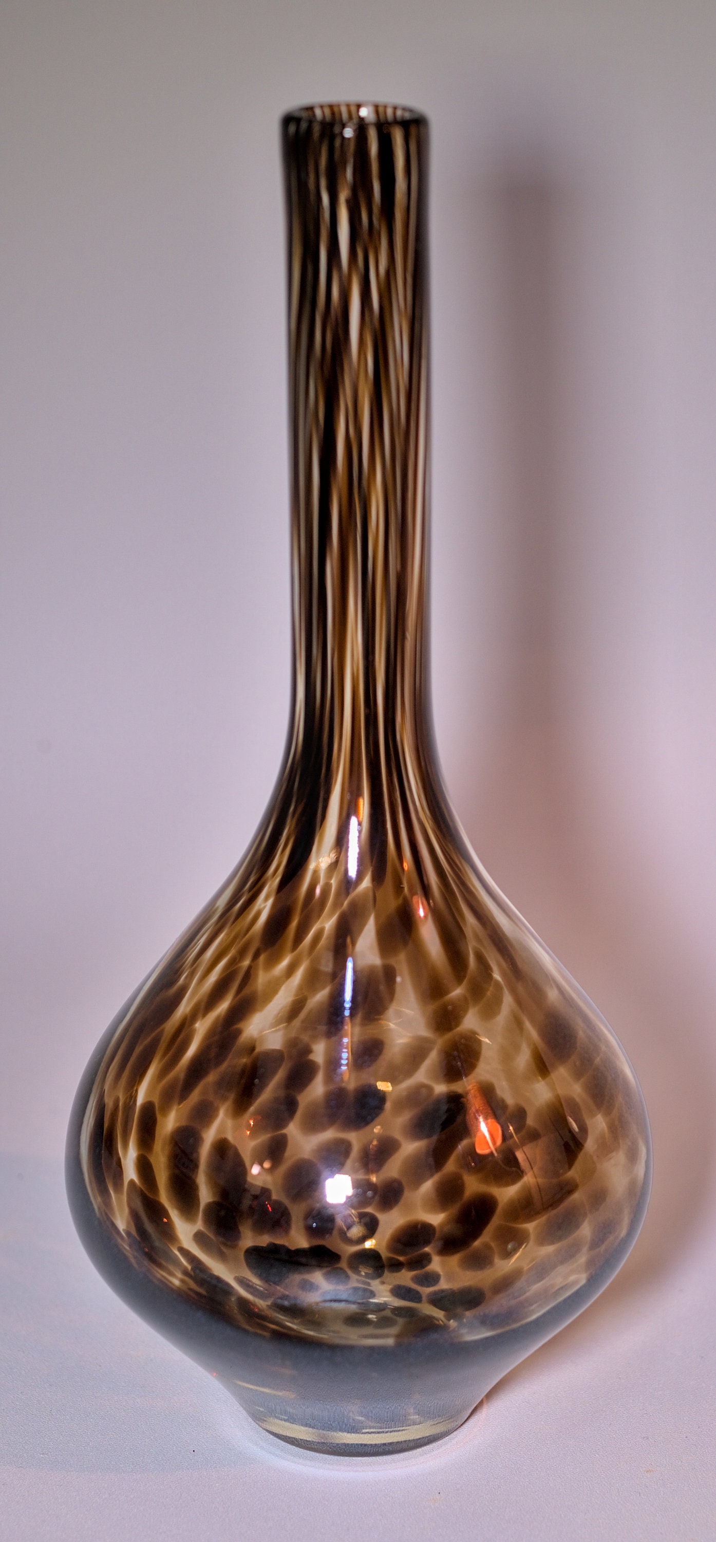 Mid-century Style Hand Blown Clear Glass Vase With Brown Speckles - Etsy UK