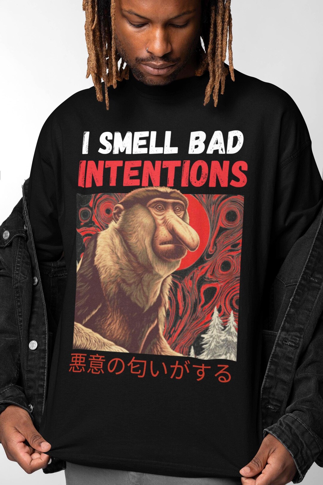 I Smell Bad Intentions Japanese Monkey Shirt | Funny Dark Humor Tee ...