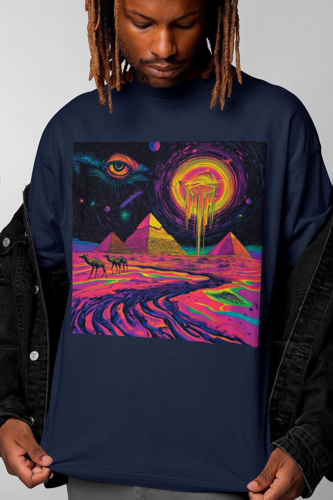 Psychedelic Ancient Egypt Shirt | Trippy Pyramids Graphic Tee for Men ...