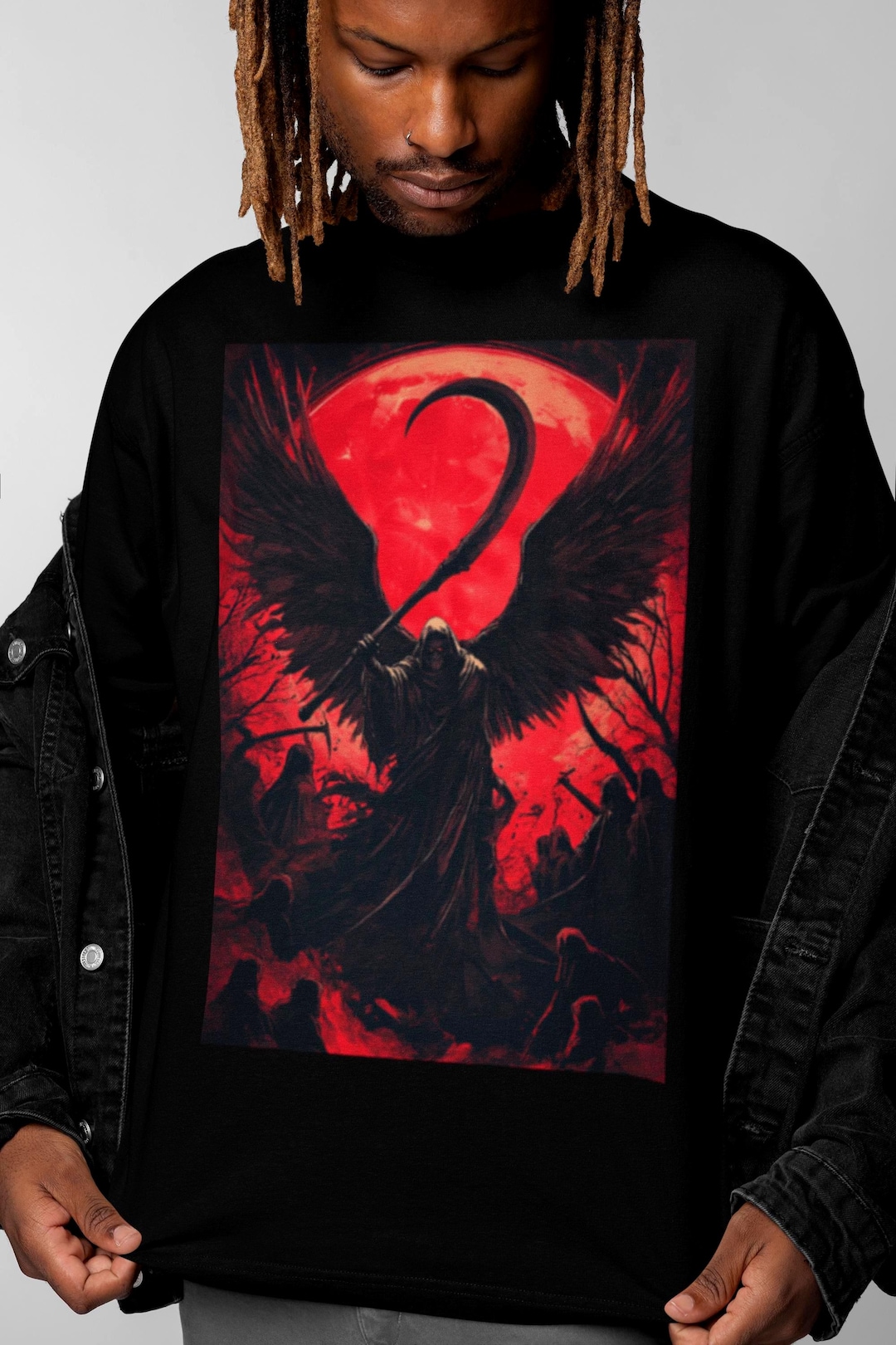 Gothic Angel of Death Tee | Goth Reaper, Red Moon Apparel - Etsy