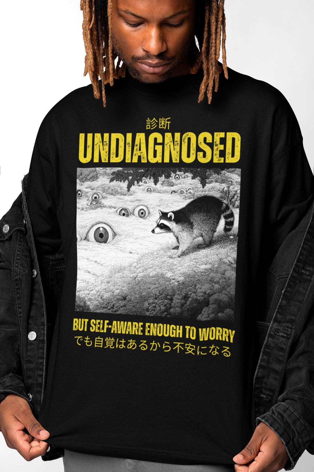 Funny Raccoon Japanese Mental Health Shirt | Undiagnosed Social Anxiety ...