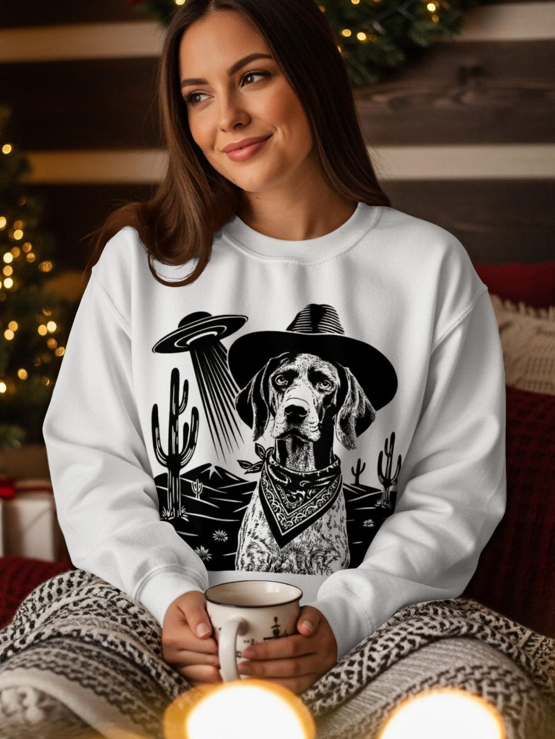 Pointer UFO Shir, Vintage Western Cowboy Gun Dog Tee, Retro Alien ...