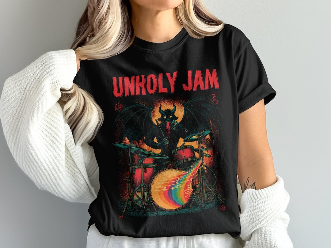Unholy Jam Devil Shirt | Trippy Demon Music Festival Tee | Psychedelic ...