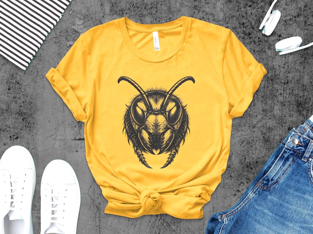 Wasp Face Shirt | Black Stencil Wasp Tee | Tattoo Style Wasp Head ...
