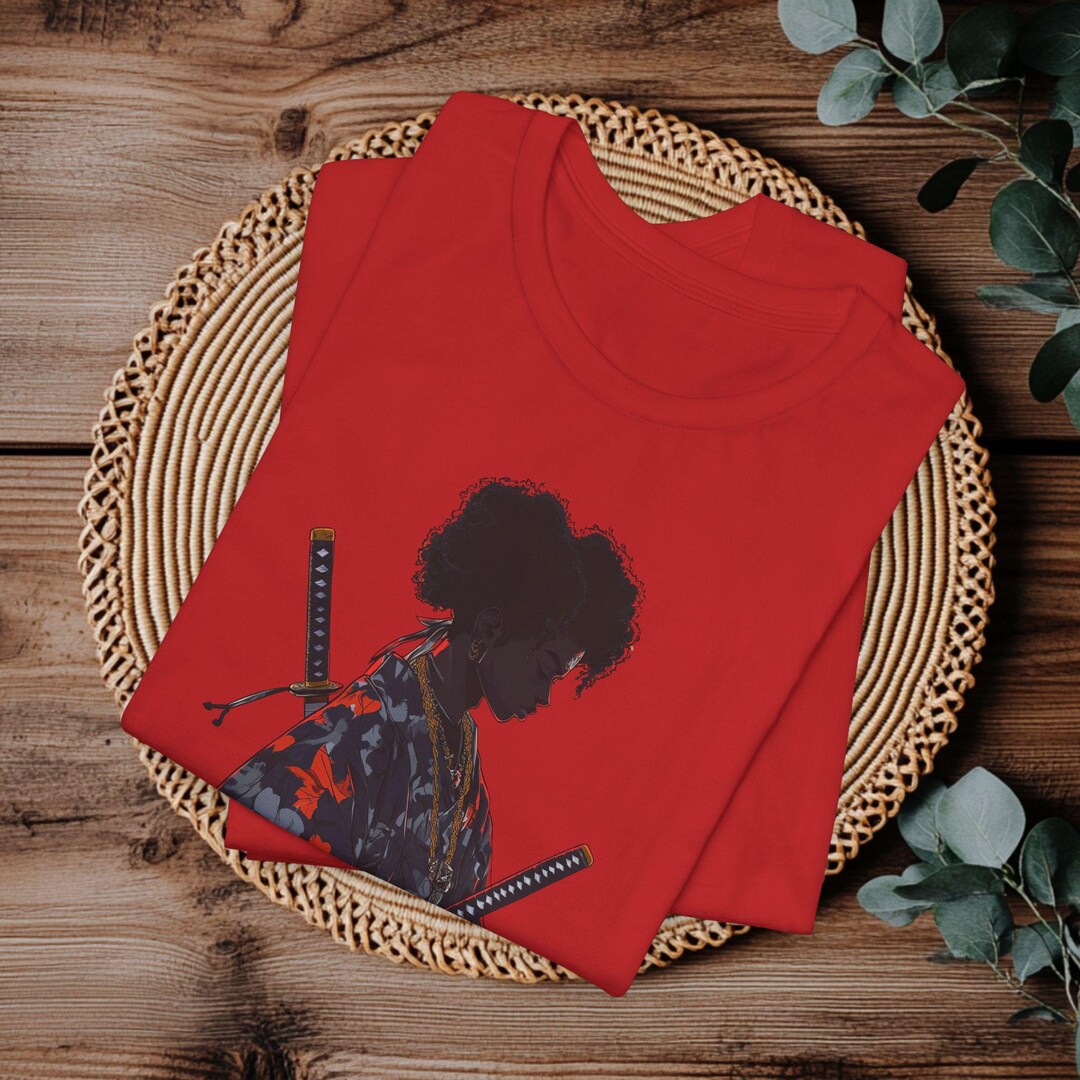African Samurai T-shirt, Black Samurai Tee, African Warrior Shirt ...