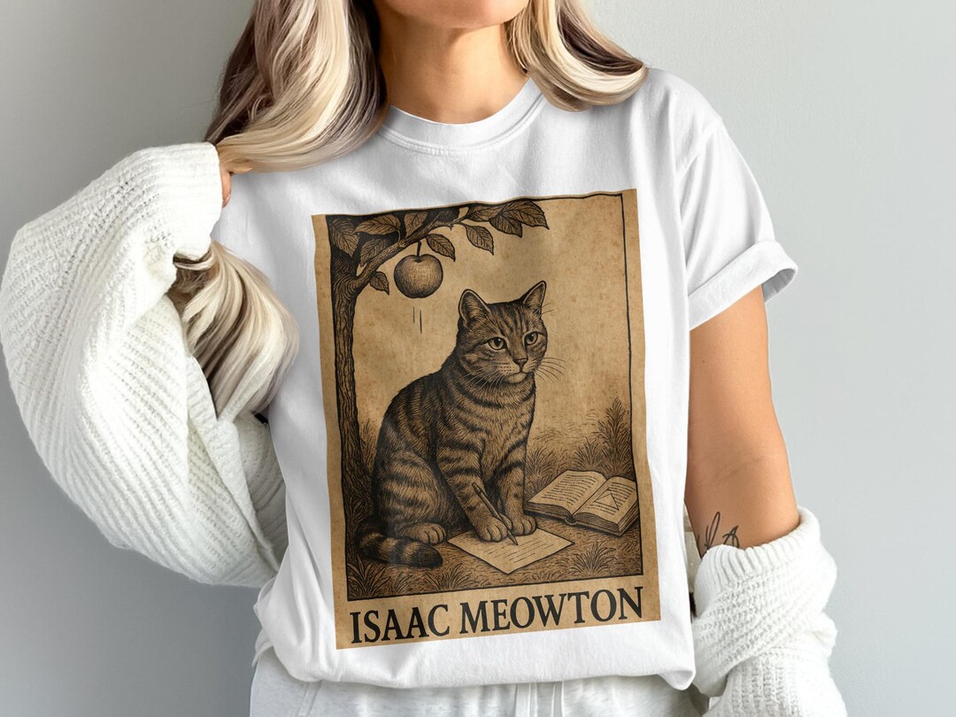 Isaac Meowton Cat Shirt | Isaac Newton Tee | Gravity Discovery Cat Tee ...