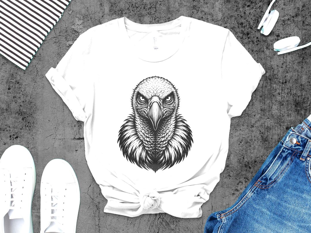 Vulture Face Shirt | Black Stencil Vulture Tee | Tattoo Style Vulture ...