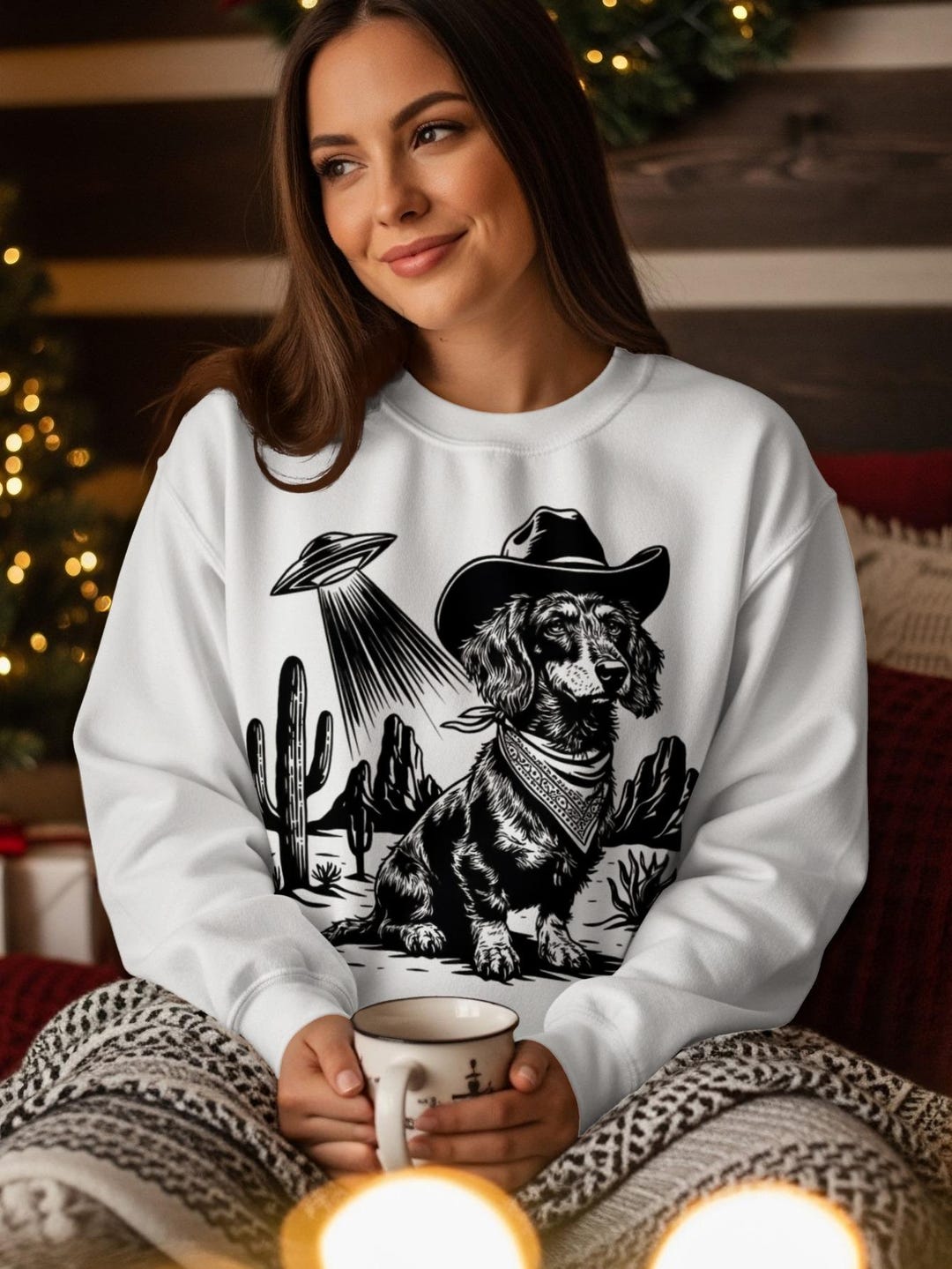 Dachshund UFO Shirt, Vintage Western Cowboy Weiner Dog Tee, Retro Alien ...