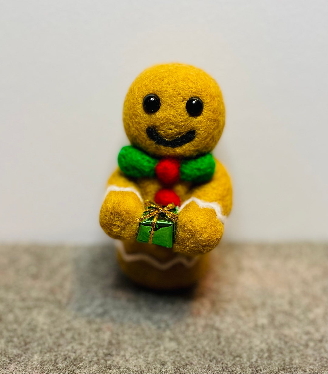 Gingerbread Man Needle Felted Figurine - Etsy