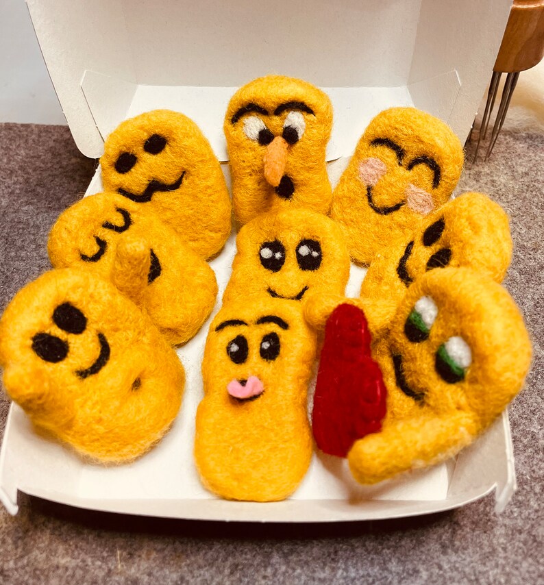 9 Cute Cuddly Chicken Nuggets in Box Felted One of a Kind - Etsy