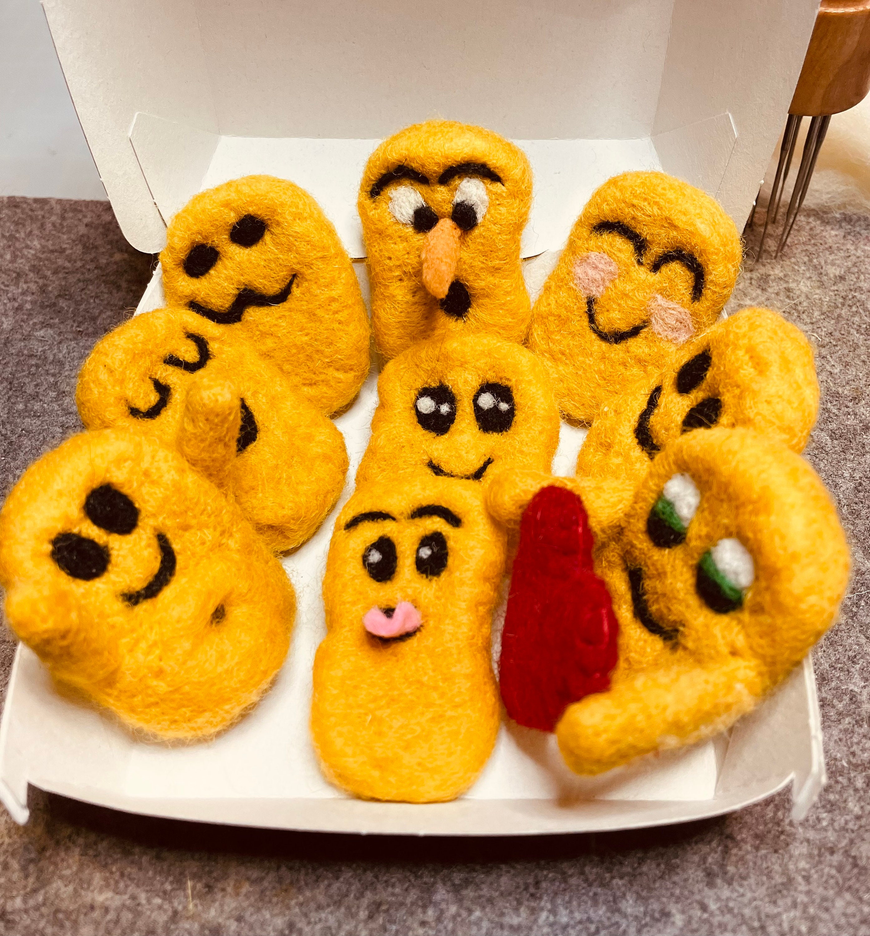 9 Cute Cuddly Chicken Nuggets in Box Felted One of a Kind - Etsy