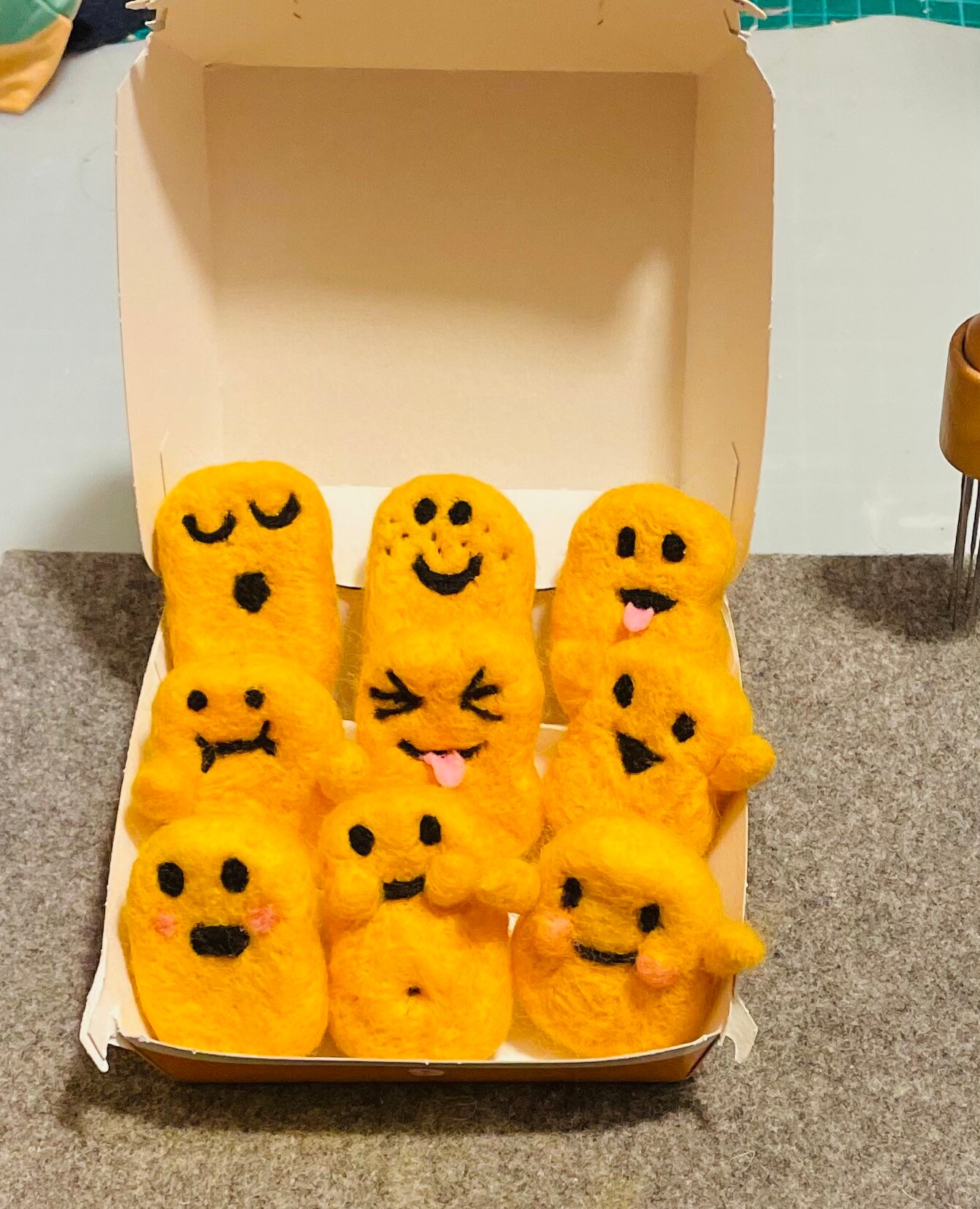 9 Cute Cuddly Chicken Nuggets in Box Felted One of a Kind - Etsy