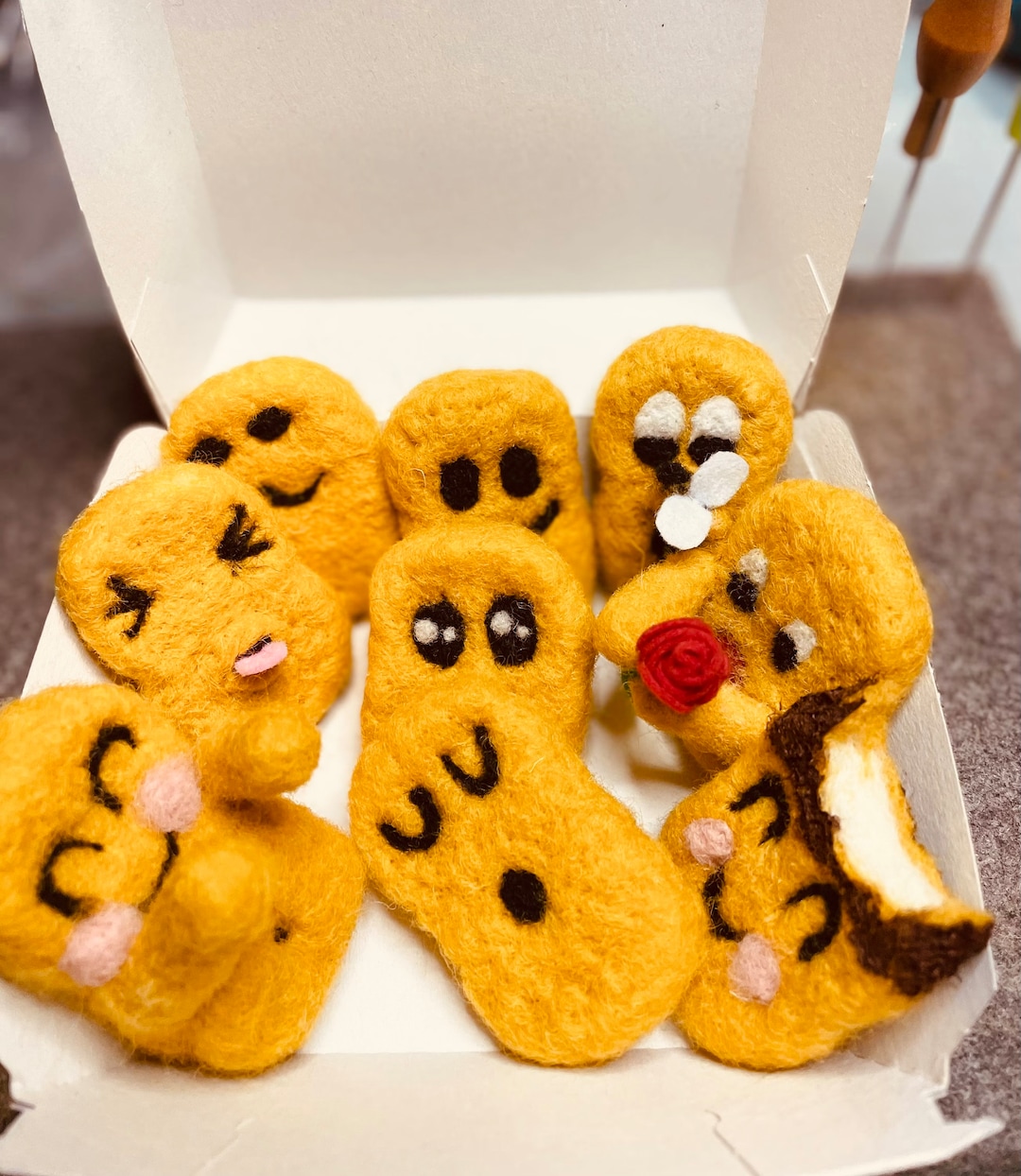 9 Cute Cuddly Chicken Nuggets in Box Felted One of a Kind Chicken ...