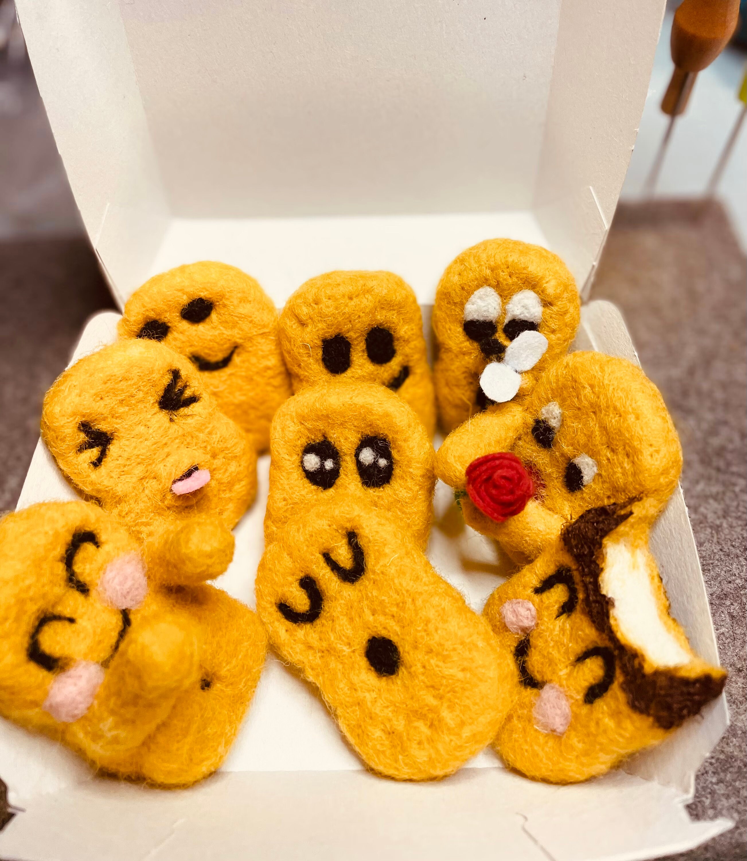 9 Cute Cuddly Chicken Nuggets in Box Felted One of a Kind Chicken ...