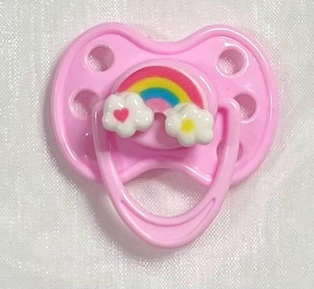 Baby Pink Magnetic Pacifier With Rainbow Embellishment for Reborn Dolls ...