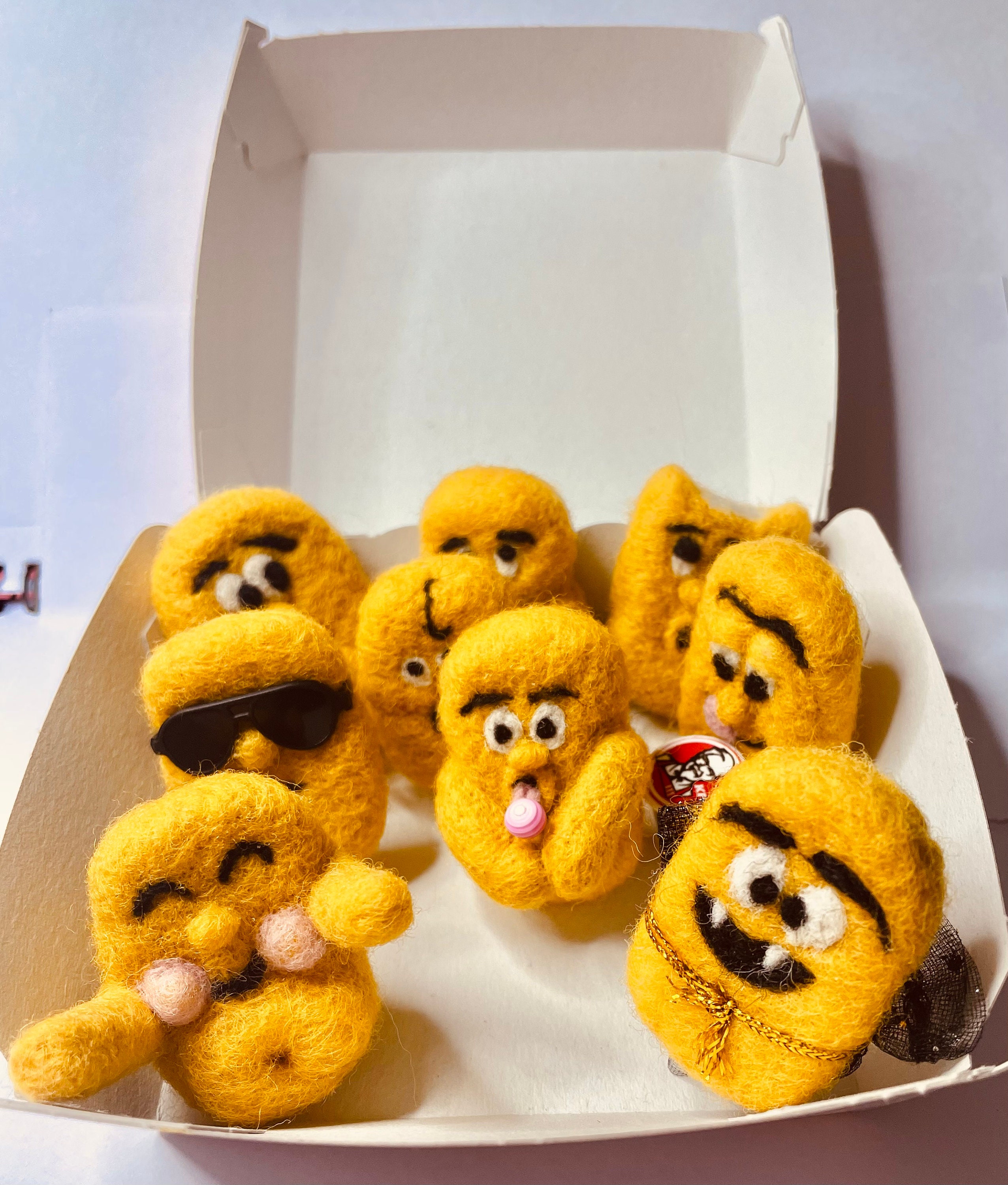 9 Cute Cuddly Chicken Nuggets in Box Felted One of a Kind - Etsy