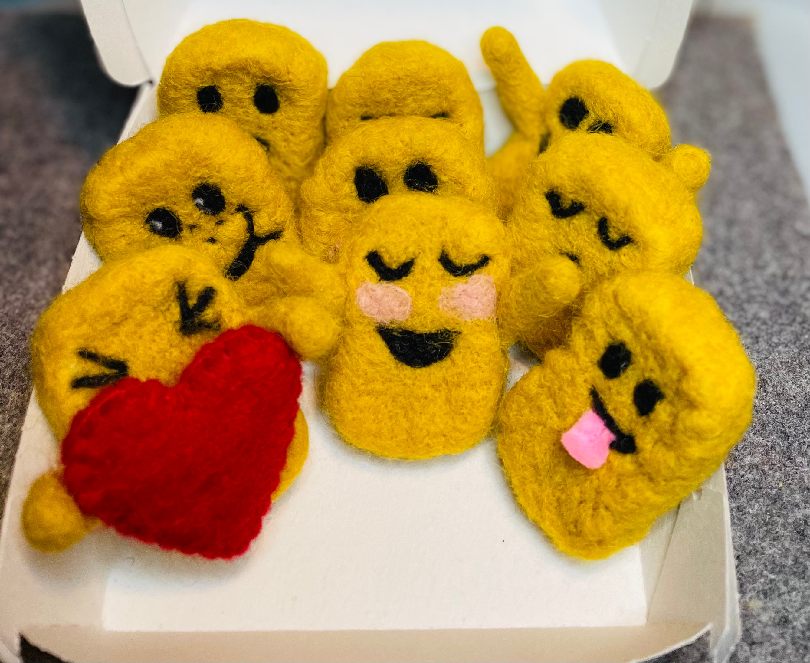 9 Cute Cuddly Chicken Nuggets in Box Felted One of a Kind - Etsy