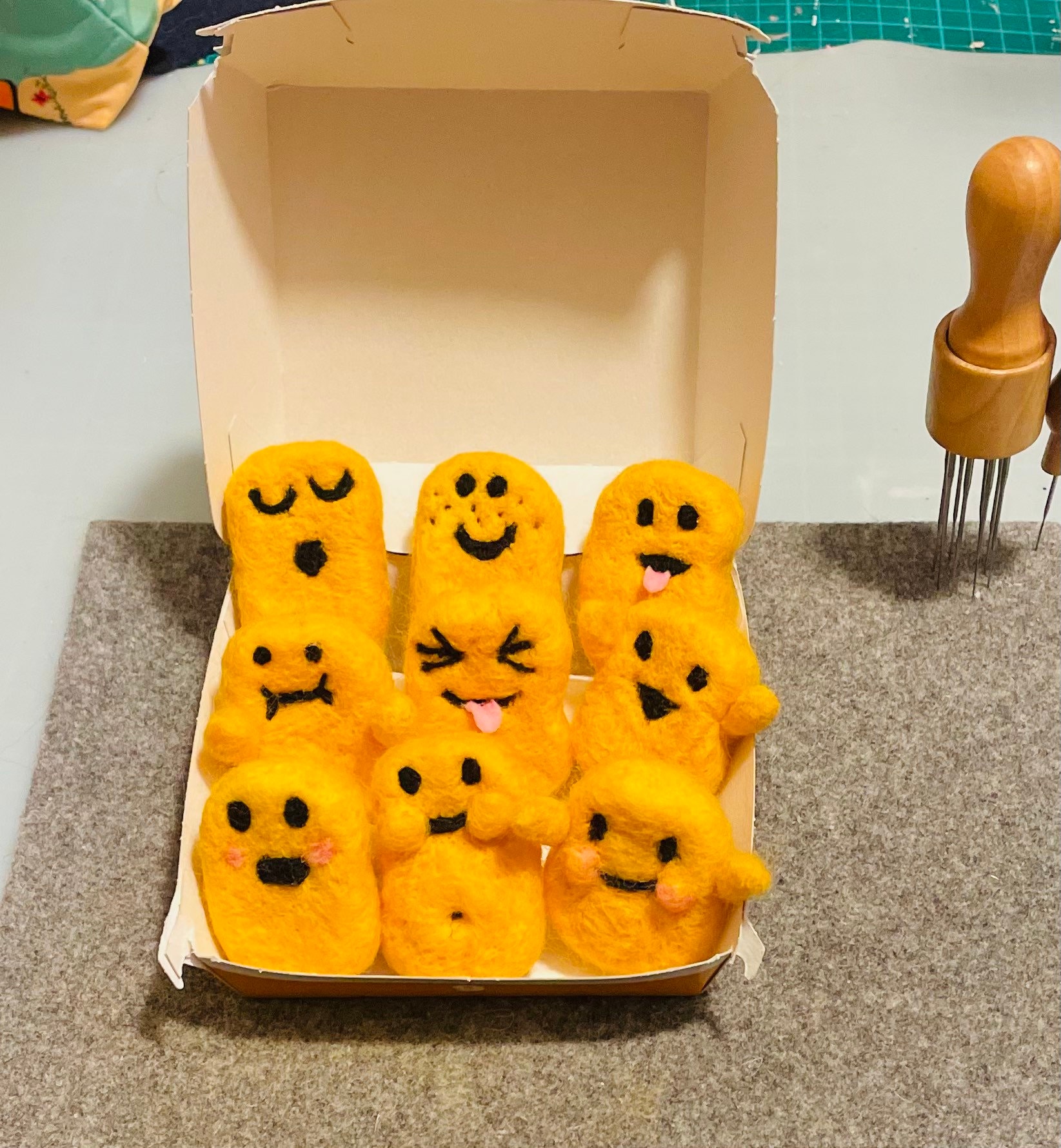 9 Cute Cuddly Chicken Nuggets in Box Felted One of a Kind - Etsy