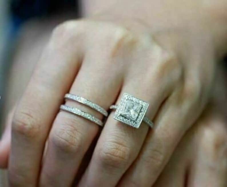 2cts Princess Cut Diamond Solitaire Engagement Ring Wrap Guard Enhancer ...