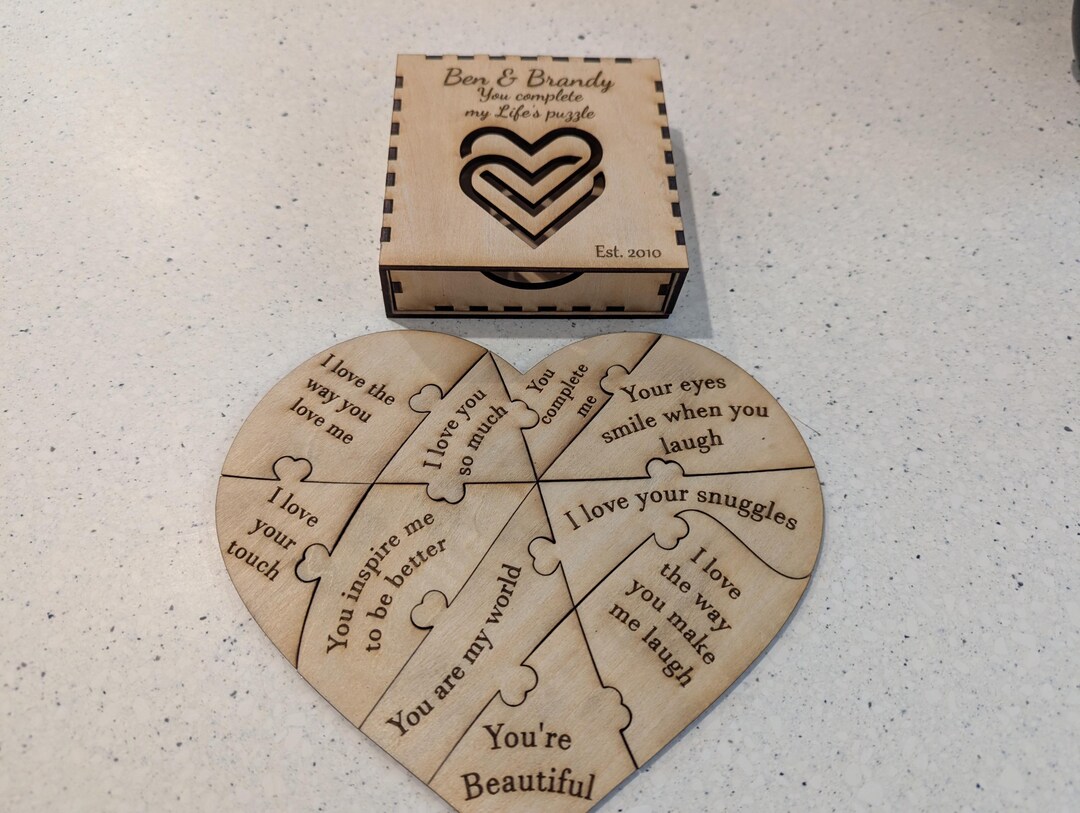Personalized Wooden Heart Puzzle in Box – Reasons Why I Love You ...