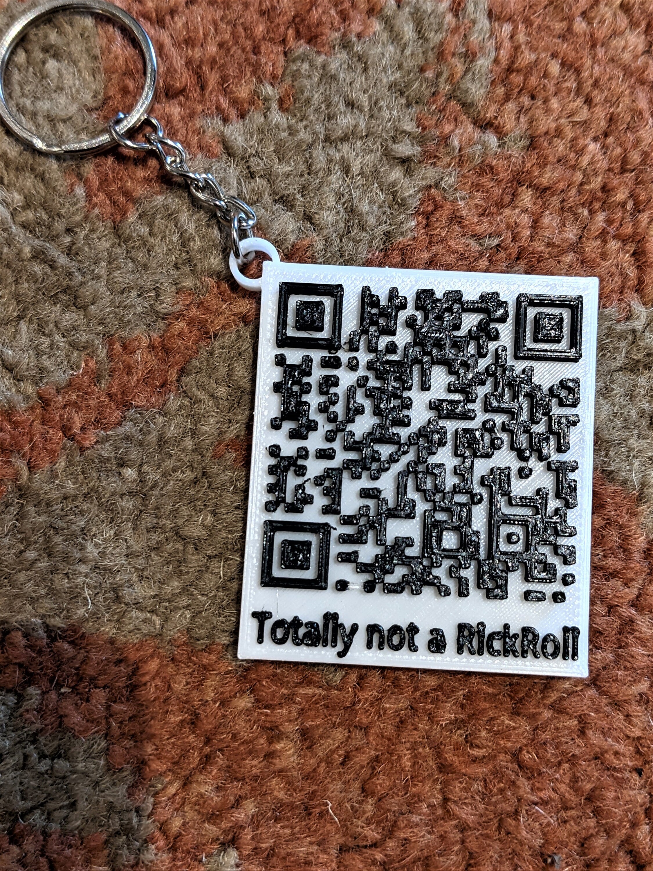 3D Printed Rick Roll QR Keychain - Black and White - Funny Gag Gift - Etsy